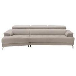 Ecksofa Egoitaliano "Soul, extravagantes Designsofa, Megasofa, super bequem, tolle Details" Sofas Gr. B/H/T: 246 cm x 99 cm x 140 cm, Leder BULL, Recamiere links, grau (stone) mit Trapez-Abschlußelement, inkl verstellbarer Kopfteile