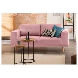 2-Sitzer Home Affaire "Lasse" Sofas Gr. B/H/T: 198cm x 84cm x 89cm, Struktur fein, rosa (rosé) im scandinavischem Stil mit Holzfüßen