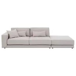 Ottomane OTTO products "Grenette" Sofas Gr. B/H/T: 291cm x 77cm x 102cm, Baumwollmix, Armlehne links, grau (hellgrau) Modulsofa, im Baumwoll-Leinenmix oder aus recycelten Stoffen