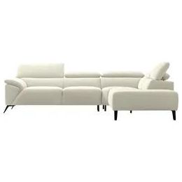 Ecksofa NICOLETTI HOME Sofas Gr. B/H/T: 287cm x 72cm x 227cm, Leder TOUCH, Ottomane rechts, beige (ghiaccio) Breite 287 cm, verstellbare Kopfstütze, Ottomane links oder rechts