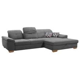 Ecksofa Alina "Nadira" Sofas Gr. B/H/T: 271cm x 91cm x 199cm, Struktur fein XBO, Recamiere rechts, mit Bettfunktion, Stauraum, grau (anthrazit xbo 9) wahlweise mit Bettfunktion und Stauraum