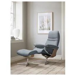 Relaxsessel stressless "Sunrise" Sessel Gr. Struktur fein JASMINE, Cross Base Eiche, Relaxfunktion-Drehfunktion-PlusTMSystem-Gleitsystem-BalanceAdaptTM, B/H/T: 79cm x 103cm x 73cm, blau (light blue jasmine) mit Cross Base, Größe S, M & L, Holzakzent Eiche