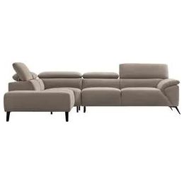 Ecksofa NICOLETTI HOME Sofas Gr. B/H/T: 287cm x 72cm x 227cm, Leder TOUCH, Ottomane links, braun (taupe scuro) Breite 287 cm, verstellbare Kopfstütze, Ottomane links oder rechts