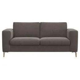 2-Sitzer FLEXLUX "Fiore Designsofa, bequem und komfortabel durch hochwertigen Sitzaufbau" Sofas Gr. B/H/T: 164cm x 85cm x 92cm, Struktur, braun (taupe braun) breite Armlehnen, Kaltschaum, Füße Alu+ Eiche