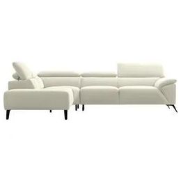 Ecksofa NICOLETTI HOME Sofas Gr. B/H/T: 287cm x 72cm x 227cm, Leder TOUCH, Ottomane links, beige (ghiaccio) Breite 287 cm, verstellbare Kopfstütze, Ottomane links oder rechts