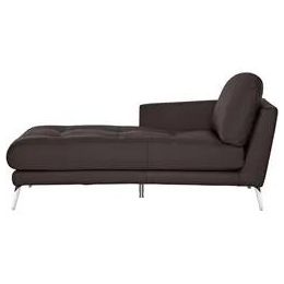 Chaiselongue W.Schillig "softy" Sofas Gr. B/H/T: 106cm x 79cm x 168cm, Longlife Xtra-Leder Z59, Armlehne links, braun (braun z59) mit dekorativer Heftung im Sitz, Füße Chrom glänzend