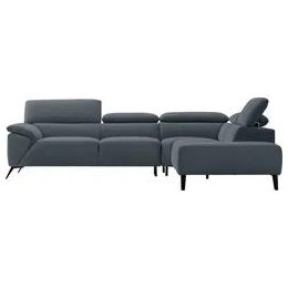 Ecksofa NICOLETTI HOME Sofas Gr. B/H/T: 287cm x 72cm x 227cm, Leder TOUCH, Ottomane rechts, blau (avio) Breite 287 cm, verstellbare Kopfstütze, Ottomane links oder rechts