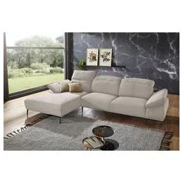 Ecksofa W.Schillig "levi, Designsofa, elegant und zeitlos, bequem, L-Form", braun (sesame s22), B:309cm H:80cm T:182cm, Flachgewebe S22 (100% Polyester), Sofas, inklusive Kopfstützenverstellung & Seitenteilverstellung, Breite 309cm