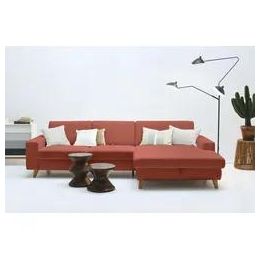 Ecksofa Tom Tailor HOME "Nordic Shift Pure" Sofas Gr. B/H/T: 308cm x 86cm x 180cm, Bouclé SCO, Recamiere rechts, ohne Bettfunktion und Bettkasten, braun (rust sco 747) wahlweise mit Bettfunktion und Bettkasten