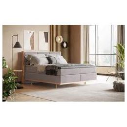 Boxspringbett Home Affaire "Gribelle" Komplettbetten Gr. Microfaser, Gewicht bis: 80 kg + 120 kg H2 + H4, 7-Zonen-Tonnentaschen-Federkern-Partnermatratze, grau (stone) Boxspringbett Boxspringbett, Inklusive Topper