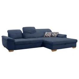 Ecksofa Alina "Nadira" Sofas Gr. B/H/T: 297cm x 91cm x 199cm, Chenille GCP, Recamiere rechts, ohne Bettfunktion, Stauraum, blau (blau gcp 106) wahlweise mit Bettfunktion und Stauraum