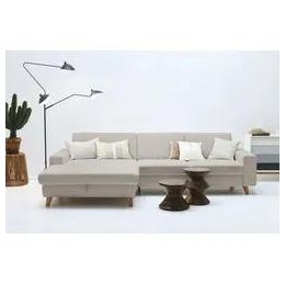 Ecksofa Tom Tailor HOME "Nordic Shift Pure" Sofas Gr. B/H/T: 308cm x 86cm x 180cm, Bouclé SCO, Recamiere links, ohne Bettfunktion und Bettkasten, beige (cream sco 19) wahlweise mit Bettfunktion und Bettkasten