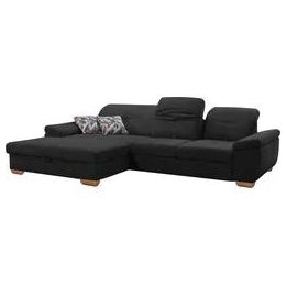 Ecksofa Alina "Nadira" Sofas Gr. B/H/T: 297cm x 91cm x 199cm, Struktur fein XBO, Recamiere links, ohne Bettfunktion, Stauraum, schwarz (schwarz xbo 10) wahlweise mit Bettfunktion und Stauraum