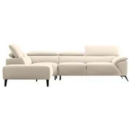 Ecksofa NICOLETTI HOME Sofas Gr. B/H/T: 287cm x 72cm x 227cm, Leder TOUCH, Ottomane links, beige (beige chiaro) Breite 287 cm, verstellbare Kopfstütze, Ottomane links oder rechts