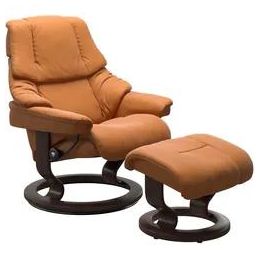 Relaxsessel stressless "Reno" Sessel Gr. Material Bezug, Material Gestell, Ausführung / Funktion, Maße B/H/T, braun (new caramel) mit Hocker, Classic Base, Größe S, M & L, Gestell Wenge