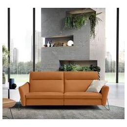 2-Sitzer Egoitaliano "Gaia, modern, elegant und super komfortabel mit hoher Rückenlehne" Sofas Gr. B/H/T: 220cm x 96cm x 93cm, Leder BULL, orange erstklassiger Sitzkomfort, Inkl. 2 Relaxfunktionen, mit Designfuß