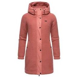 Outdoorjacke Ragwear "Cousy" Gr. 4XL (48), rosa (altrosa) Damen Jacken flauschige Übergangsjacke mit Teddyfell und Kapuze