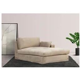 Recamiere LeGer Home by Lena Gercke "Sölve" Sofas Gr. B/H/T: 122cm x 86cm x 174cm, Material, Recamiere rechts, beige (creme) mit optischer Husse, weicher Sitzkomfort