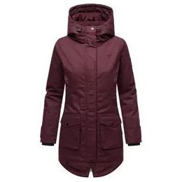 Parka Navahoo "Brinjaa" Gr. M (38), rot (bordeaux) Damen Jacken Modischer Winter Kurzmantel mit zahlreichen Taschen