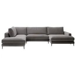 Wohnlandschaft Inosign "Downtown XXL B/T/H: 341/223/84 cm Loungemöbel zum Relaxen" Sofas Gr. B/H/T: 341cm x 84cm x 223cm, Cord, Recamiere rechts, grau (dunkelgrau) weicher Sitzkomfort, Cord-Bezug, Sitzkomfort U-Form