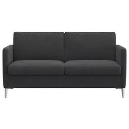 2-Sitzer FLEXLUX "Fiore, super Sitzkomfort durch Kaltschaum im Sitz" Sofas Gr. B/H/T: 149cm x 85cm x 92cm, Lederoptik, grau (shark grau) schmale Armlehnen, Füße Alu