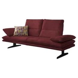 2-Sitzer W.Schillig "broadway" Sofas Gr. B/H/T: 216cm x 94cm x 96cm, Longlife Xtra-Leder Z69, Longchair links, mit Sitztiefenverstellung-mit Kopfteilverstellung-ohne Seitenteilverstellung, rot (burgundy z69) Sitztiefenverstellung, Kopfteil- & Seitenteilverstellung, Breite 216cm