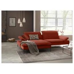 Ecksofa W.Schillig "enjoy&MORE" Sofas Gr. B/H/T: 294cm x 87cm x 185cm, Stoff S37, Recamiere links, mit Kopfteilverstellung-mit Armlehnenverstellung-mit Sitztiefenverstellung, rot (marsala s37) Sitztiefenverstellung, Füße schwarz pulverbeschichtet, Breite 294 cm