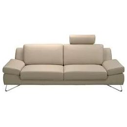 2,5-Sitzer DELA DESIGN "Finest" Sofas Gr. B/H/T: 205cm x 81cm x 90cm, Leder, gleichschenklig, beige inkl. Sitztiefenverstellung