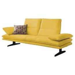 2-Sitzer W.Schillig "broadway" Sofas Gr. B/H/T: 216cm x 94cm x 96cm, Longlife Xtra-Leder Z69, Longchair links, mit Sitztiefenverstellung-ohne Kopfteilverstellung-ohne Seitenteilverstellung, gelb (lemon z69) Sitztiefenverstellung, Kopfteil- & Seitenteilverstellung, Breite 216cm