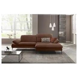 Ecksofa W.Schillig "enjoy&MORE" Sofas Gr. B/H/T: 294cm x 87cm x 185cm, Chenille-Flachgewebe R66, Recamiere rechts, mit Kopfteilverstellung-mit Armlehnenverstellung-mit Sitztiefenverstellung, braun (copper r66) Sitztiefenverstellung, Füße schwarz pulverbeschichtet, Breite 294 cm