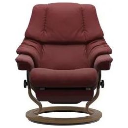 Relaxsessel stressless "Reno" Sessel Gr. Leder PALOMA, PowerTM Leg & Back-Classic Base Eiche-M, B/H/T: 79cm x 98cm x 78cm, rot (cherry paloma) elektrisch verstellbar, optional 2-motorisch, Größe M & L