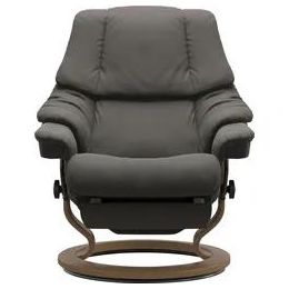 Relaxsessel stressless "Reno" Sessel Gr. Leder PALOMA, PowerTM Leg & Back-Classic Base Eiche-M, B/H/T: 79cm x 98cm x 78cm, grau (metal grey paloma) elektrisch verstellbar, optional 2-motorisch, Größe M & L