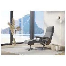 Relaxsessel stressless "View" Sessel Gr. Leder BATICK, Cross Base Eiche, Relaxfunktion-Drehfunktion-PlusTMSystem-Gleitsystem-BalanceAdaptTM, B/H/T: 78cm x 108cm x 78cm, grau (wild dove batick) mit Cross Base, Größe S, M & L, Holzakzent Eiche