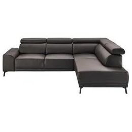 Ecksofa 3C Candy "Greve B/T/H: 249/209/79 cm L-Form" Sofas Gr. B/H/T: 249 cm x 79 cm x 209 cm, Leder, Ottomane rechts, mit Sitzvorzug motorisch im 2-Sitzer, braun wahlweise mit motorischem Sitzvorzug, manuelle Kopfteilverstellung