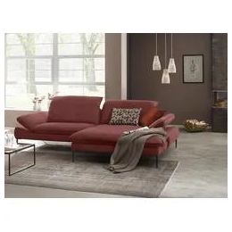 Ecksofa W.Schillig "enjoy&MORE" Sofas Gr. B/H/T: 294cm x 87cm x 185cm, Chenille-Flachgewebe R66, Recamiere rechts, mit Kopfteilverstellung-mit Armlehnenverstellung-mit Sitztiefenverstellung, rot (rot r66) Sitztiefenverstellung, Füße schwarz pulverbeschichtet, Breite 294 cm