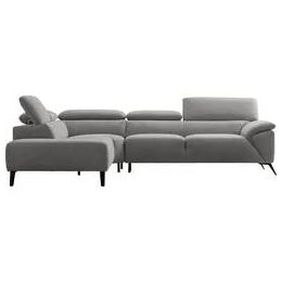 Ecksofa NICOLETTI HOME Sofas Gr. B/H/T: 287cm x 72cm x 227cm, Struktur weich, Ottomane links, grau (anthrazit) Breite 287 cm, verstellbare Kopfstütze, Ottomane links oder rechts