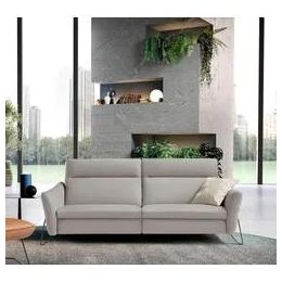 2-Sitzer Egoitaliano "Gaia, modern, elegant und super komfortabel mit hoher Rückenlehne" Sofas Gr. B/H/T: 220cm x 96cm x 93cm, Leder BULL, grau (stone) erstklassiger Sitzkomfort, Inkl. 2 Relaxfunktionen, mit Designfuß