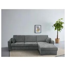 Ecksofa Home Affaire "Roma "M" Matratzenhöhe 14 cm, Dauerschlaffunktion, mit Unterfederung" Sofas Gr. B/H/T: 280cm x 85cm x 173cm, Struktur fein, Recamiere rechts, Liegefläche: 143 x 198cm, grau (dunkelgrau) Liegemaße ca 143x198 cm, L-Form