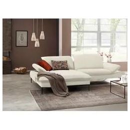 Ecksofa W.Schillig "enjoy&MORE" Sofas Gr. B/H/T: 294cm x 87cm x 185cm, Longlife Xtra-Leder Z59, Recamiere links, mit Kopfteilverstellung-mit Armlehnenverstellung-mit Sitztiefenverstellung, weiß (weiß z59) Sitztiefenverstellung, Füße schwarz pulverbeschichtet, Breite 294 cm