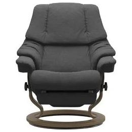 Relaxsessel stressless "Reno" Sessel Gr. ROHLEDER Stoff Q2 FARON, PowerTM Leg & Back-Classic Base Eiche, B/H/T: 88cm x 98cm x 77cm, grau (dark grey q2 faron) elektrisch verstellbar, optional 2-motorisch, Größe M & L