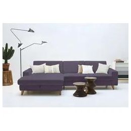 Ecksofa Tom Tailor HOME "Nordic Shift Pure" Sofas Gr. B/H/T: 308cm x 86cm x 180cm, Bouclé SCO, Recamiere links, ohne Bettfunktion und Bettkasten, lila (amethyst sco 18) wahlweise mit Bettfunktion und Bettkasten