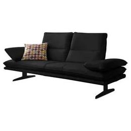 2-Sitzer W.Schillig "broadway" Sofas Gr. B/H/T: 216cm x 94cm x 96cm, Longlife Xtra-Leder Z59, Longchair links, mit Sitztiefenverstellung-mit Kopfteilverstellung-mit Seitenteilverstellung, schwarz (schwarz z59) Sitztiefenverstellung, Kopfteil- & Seitenteilverstellung, Breite 216cm