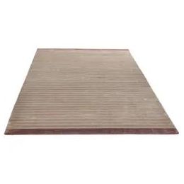 Teppich Theko "Miami 3286", beige, B:70cm H:8mm L:140cm, Viskose, Teppiche, Handweb Teppich, gestreift, handgewebt, aus Viskose & Wolle