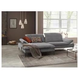 Ecksofa W.Schillig "enjoy&MORE" Sofas Gr. B/H/T: 294cm x 87cm x 185cm, Chenille-Flachgewebe R66, Recamiere links, mit Kopfteilverstellung-mit Armlehnenverstellung-mit Sitztiefenverstellung, grau (dolphin r66) Sitztiefenverstellung, Füße schwarz pulverbeschichtet, Breite 294 cm