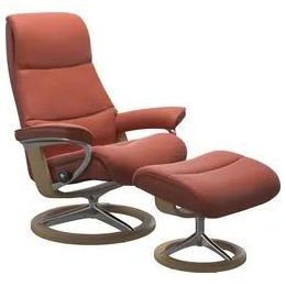 Relaxsessel stressless "View" Sessel Gr. Material Bezug, Cross Base Eiche, Ausführung / Funktion, Maße B/H/T, braun (henna) mit Signature Base, Größe S,Gestell Eiche