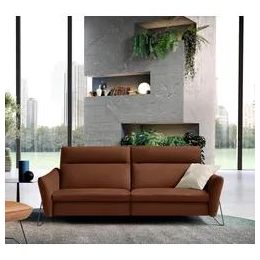 2-Sitzer Egoitaliano "Gaia, modern, elegant und super komfortabel mit hoher Rückenlehne" Sofas Gr. B/H/T: 220cm x 96cm x 93cm, Leder BULL, braun erstklassiger Sitzkomfort, Inkl. 2 Relaxfunktionen, mit Designfuß