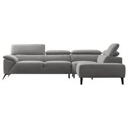 Ecksofa NICOLETTI HOME Sofas Gr. B/H/T: 287cm x 72cm x 227cm, Struktur weich, Ottomane rechts, grau (anthrazit) Breite 287 cm, verstellbare Kopfstütze, Ottomane links oder rechts