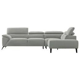 Ecksofa NICOLETTI HOME Sofas Gr. B/H/T: 287cm x 72cm x 227cm, Leder TOUCH, Ottomane rechts, grau (grigio chiar) Breite 287 cm, verstellbare Kopfstütze, Ottomane links oder rechts