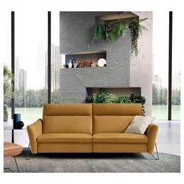 2-Sitzer Egoitaliano "Gaia, modern, elegant und super komfortabel mit hoher Rückenlehne" Sofas Gr. B/H/T: 220cm x 96cm x 93cm, Luxus-Microfaser Lederoptik, gelb erstklassiger Sitzkomfort, Inkl. 2 Relaxfunktionen, mit Designfuß