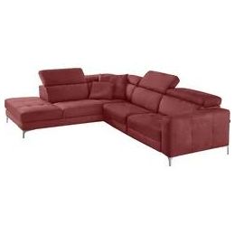 Ecksofa Egoitaliano "Matt, hoher Sitzkomfort und aufwendige Detailverarbeitung, L-Form" Sofas Gr. B/H/T: 285cm x 100cm x 221cm, Luxus-Microfaser Lederoptik, Ottomane links, rot (marsala) mit Ottomane, inkl. verstellbarer Kopfteile zum Relaxen